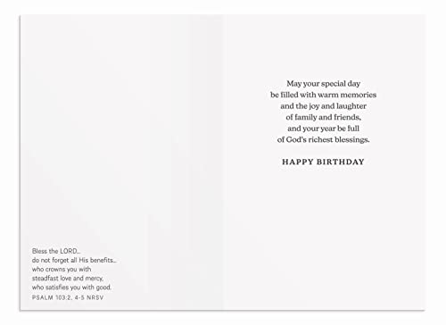 DaySpring - Birthday Birds - 4 Botanical Bird Designs Assortment with Scripture - 12 Happy Birthday Boxed Cards & Envelopes (U0056)