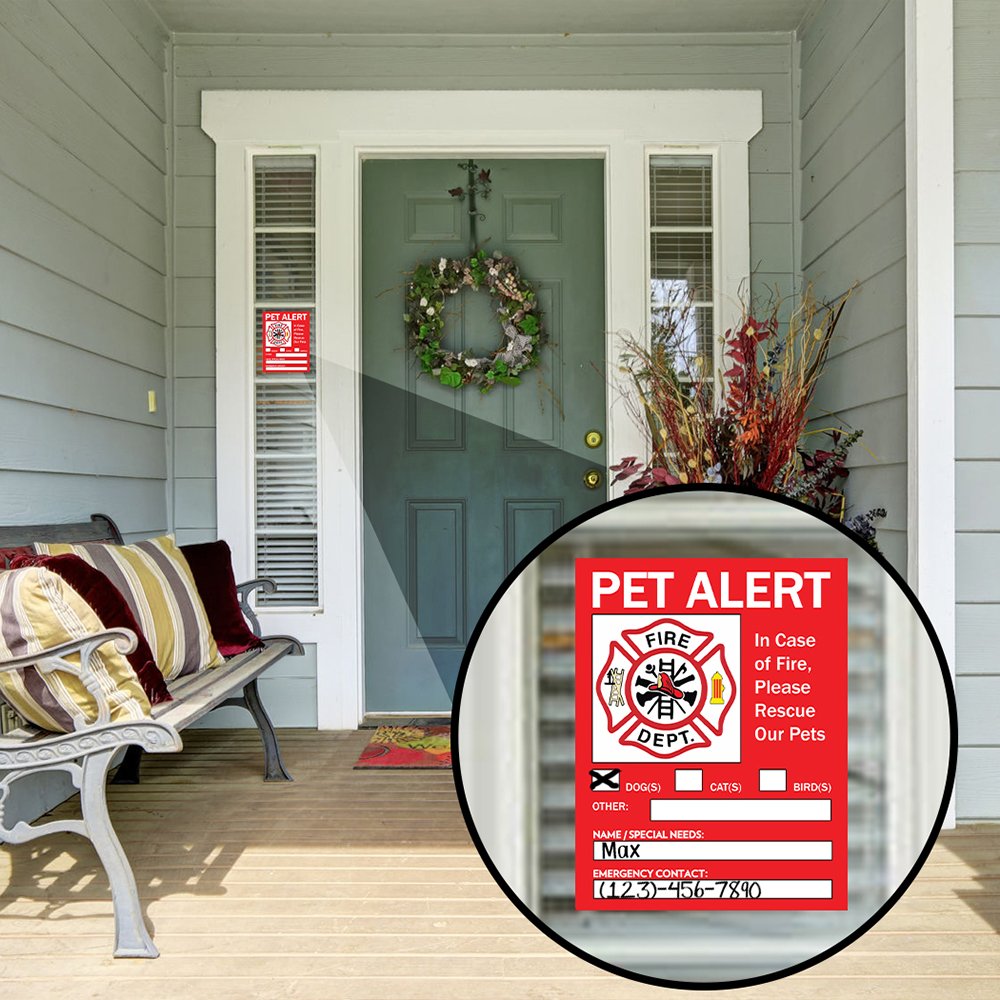 Pet Alert Safety Fire Rescue Sticker - Save Our Pets Emergency Pet Inside Decal - In Case of Emergency Danger Pet In House Home Window Door Sign