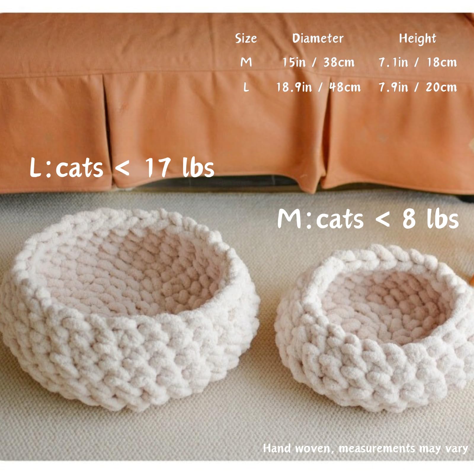 Cat Nest Bed – Premium Handwoven Washable Extra Soft and Warm Indoor House Furniture (Cloud White,Medium)