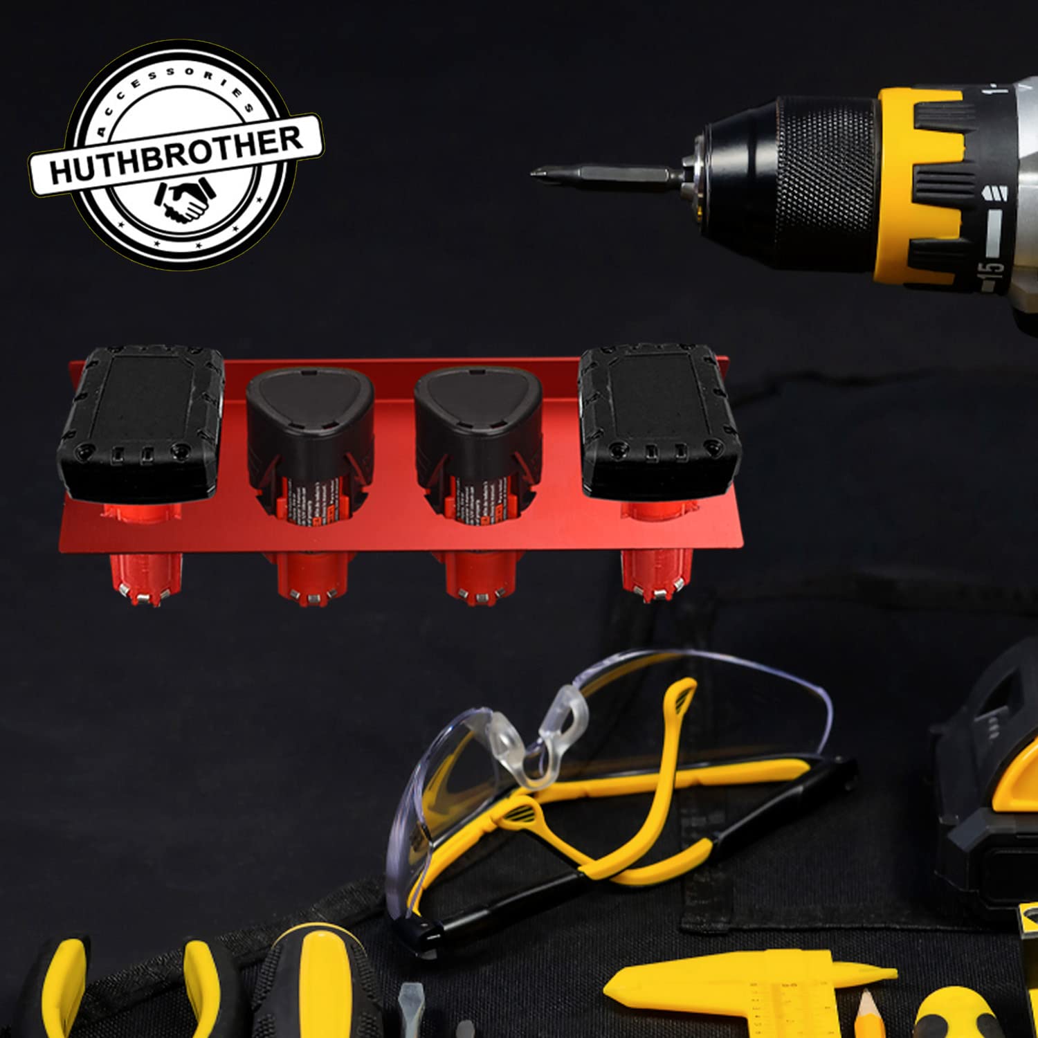 Huthbrother 2-Pack Battery Holder W/Screws for Milwaukee M12, 12V Battery Holder Milwaukee, Wall Mount for Milwaukee 12V Batteries