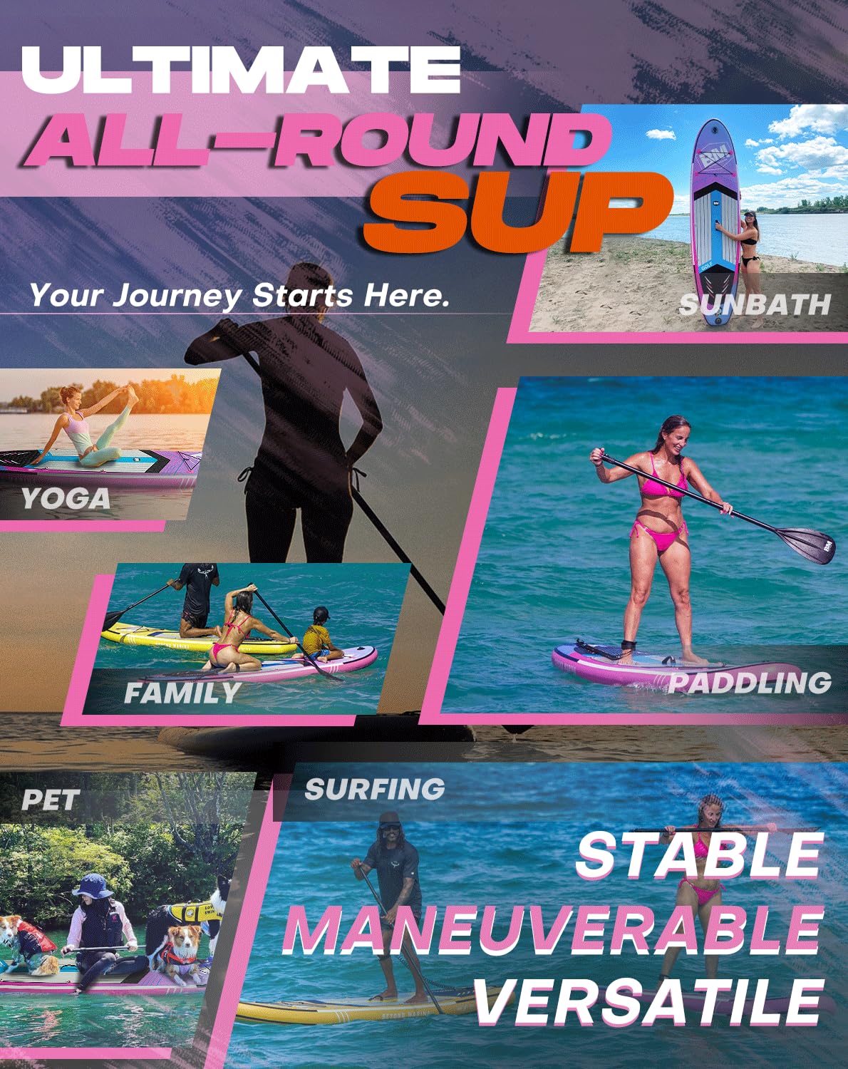 BEYOND MARINA Inflatable Paddle Board Stand Up Paddle Board, 10'6"x32"x6" Featherlight Sup Board for Youth & Adult | Premium Double Action Pump, Backpack, Fiberglass Paddle, Leash, Mint
