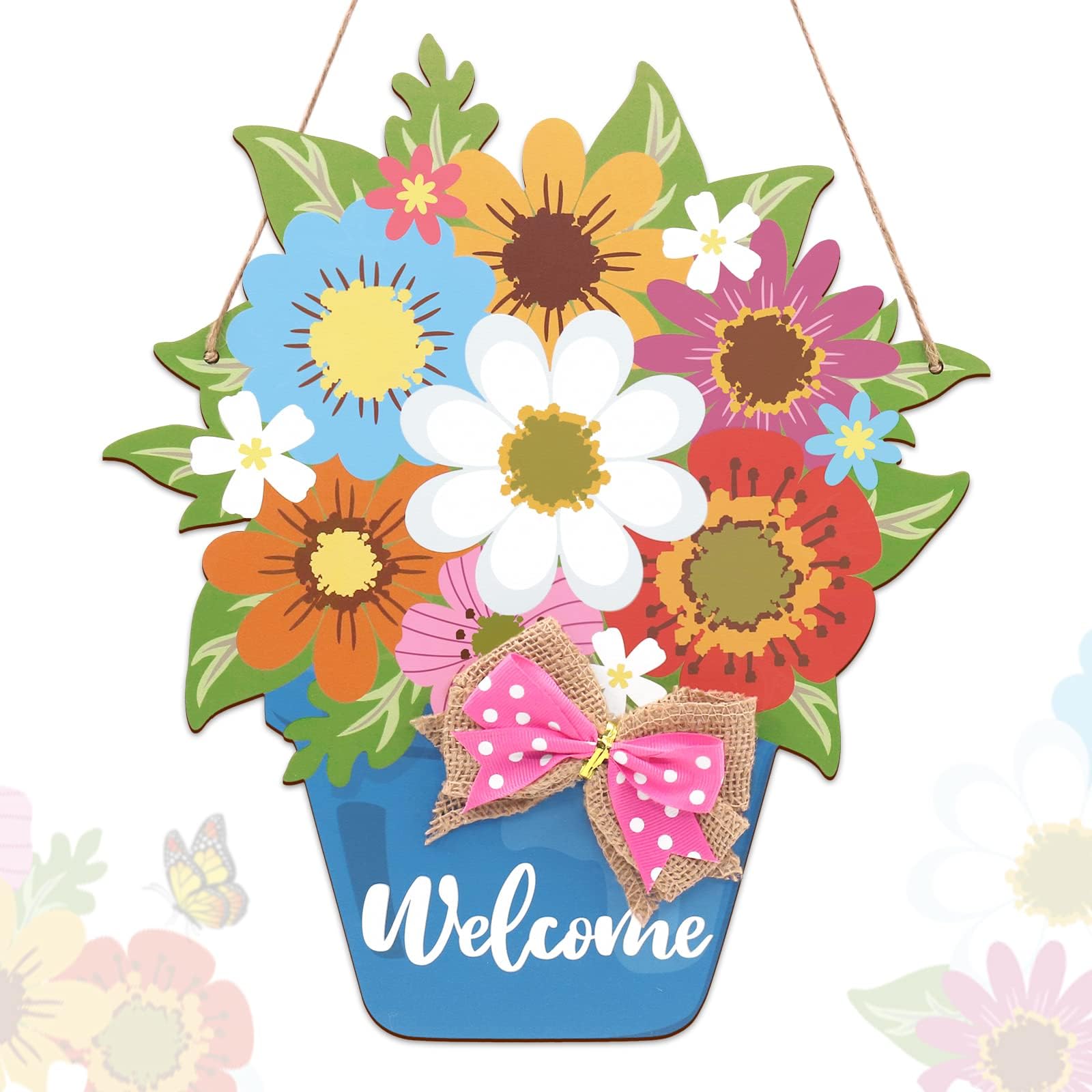 Tulip Welcome Door Sign Front Door Porch Hanger Wood Hollow Easter Hello Decor Spring Flower Home Farmhouse Housewarming Gift Valentines Day Restaurant Shop Wall Window Decorations