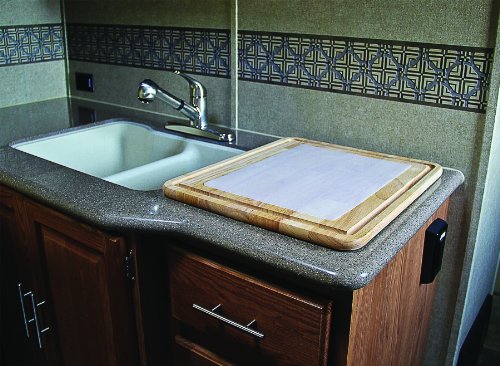 Camco - 43753-A Hardwood Cutting Board and Stove Topper With Non-Skid Backing, Includes Flexible Cutting Mat
