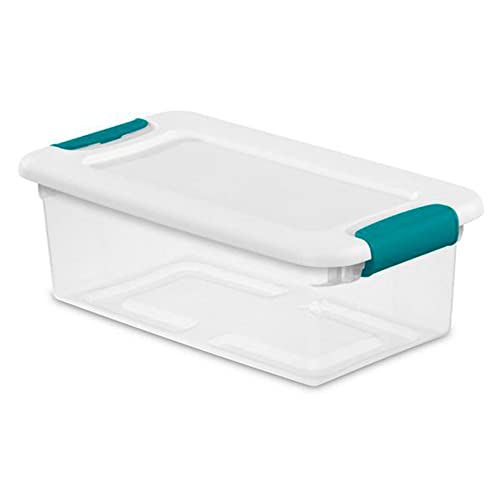 Sterilite 6-Quart Clear and Blue Stackable Latching Storage Box Container (12-Pack)