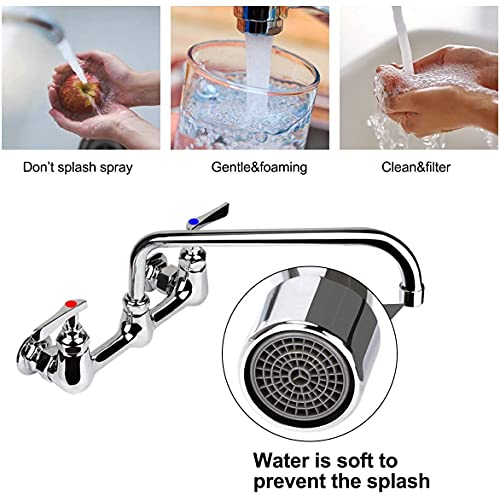 COOLWEST 12 Inch Swing Swivel Spout Replacement Kit for Commercial Kitchen Sink Faucet, 2.2 GPM Gooseneck Spout Nozzle Replacement Part, Chrome Finish