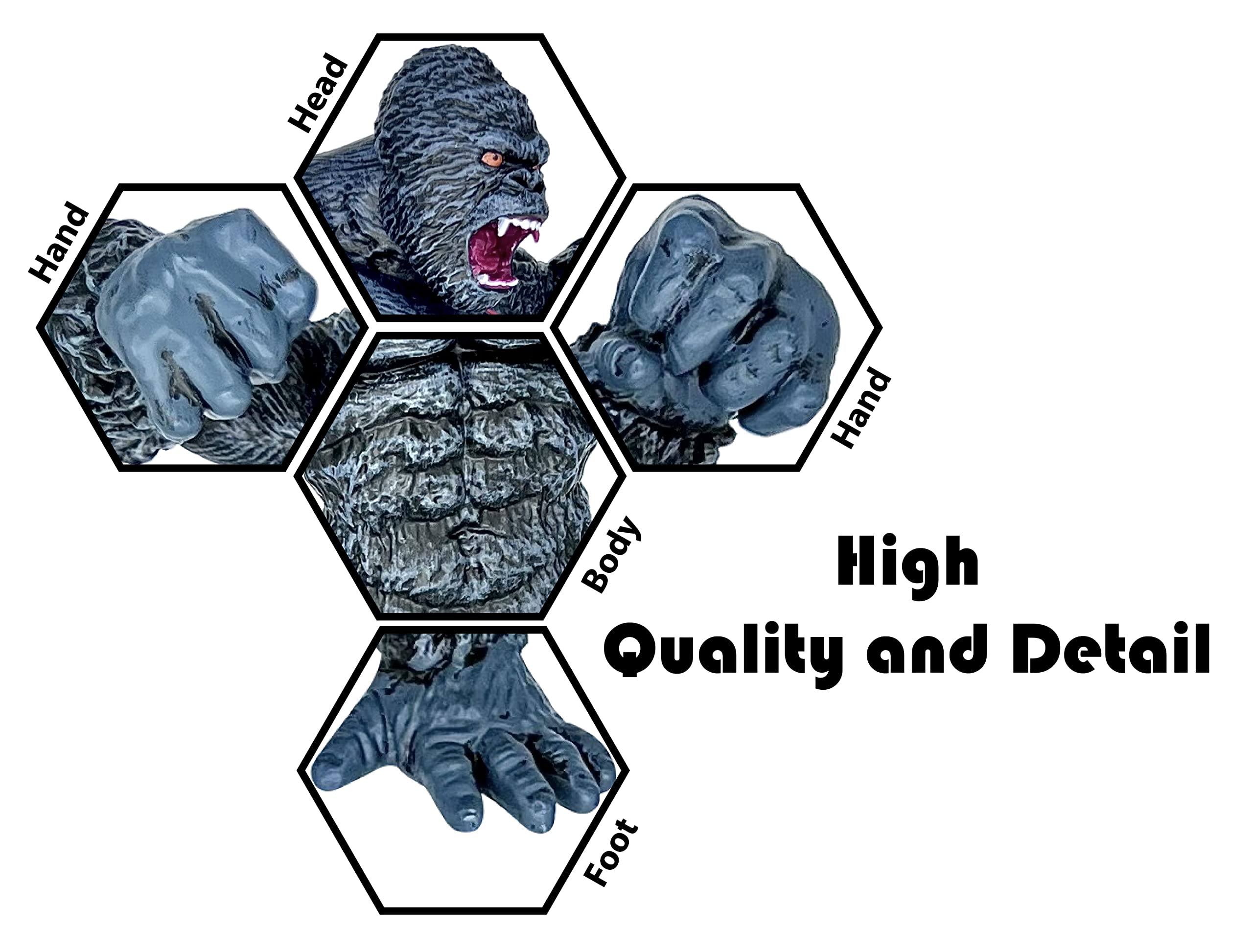 TwCare Giant King Kong vs Godzilla Attack Action Figure 11” Movie Series Fight Mode Gorilla Ape Solid Wild, Travel Bag