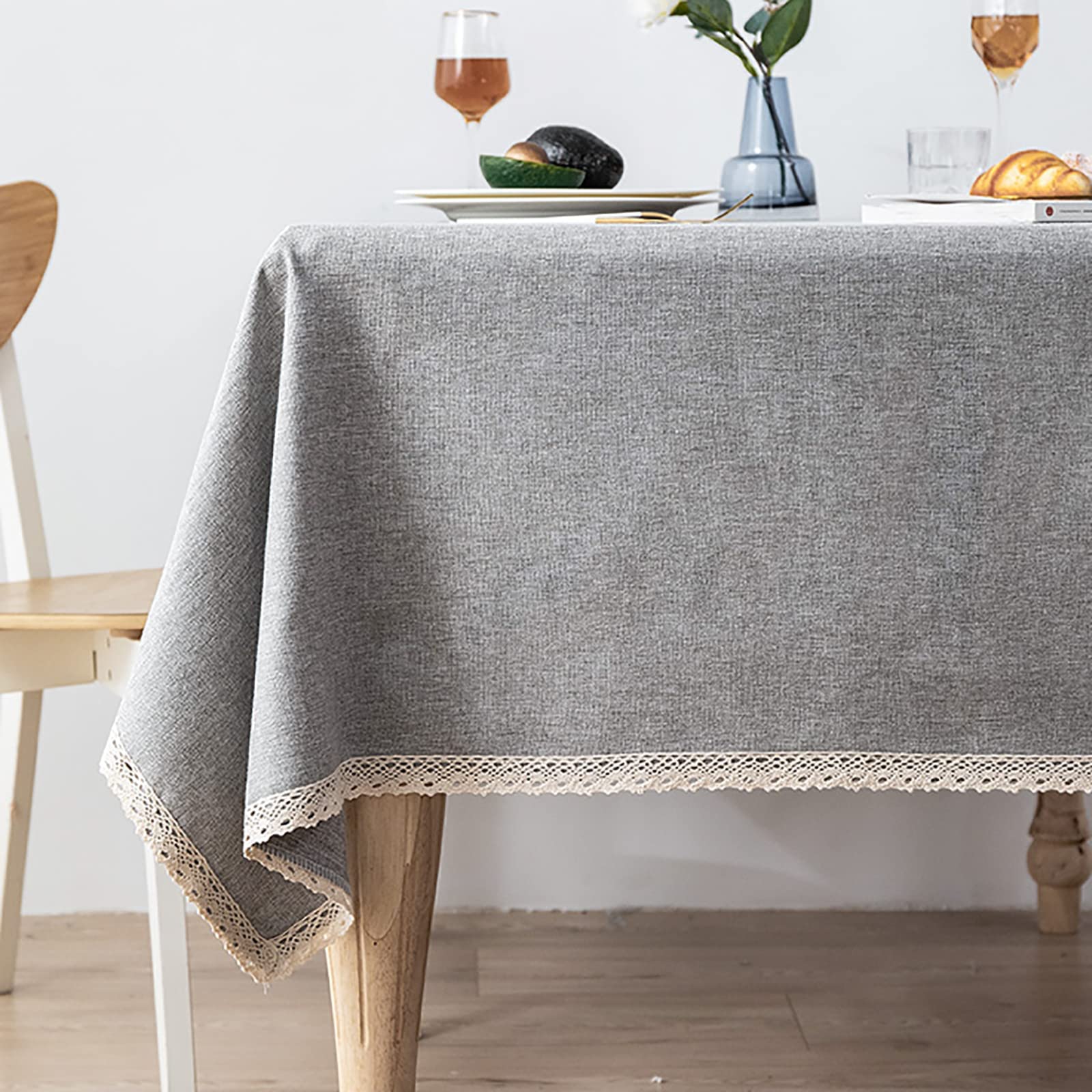 NM&DMY Waterproof Tablecloth Dust-Proof Protector Table Cover Indoor Outdoor Garden Table Linens Kitchen Tabletop Decor Multi-Size Table Cloth-Grey 140x180cm(55x71inch)