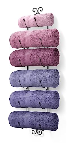 Sorbus Towel Rack Wall Mounted ā Metal Towel Holder for Bathroom Wall, Washcloth, Rolled Bath Towels, Spa, Gym, Camper Rv, Shelf Cabinet - 6 Level Wine Rack Wall Mounted for Kitchen Bar, Wine Cellar