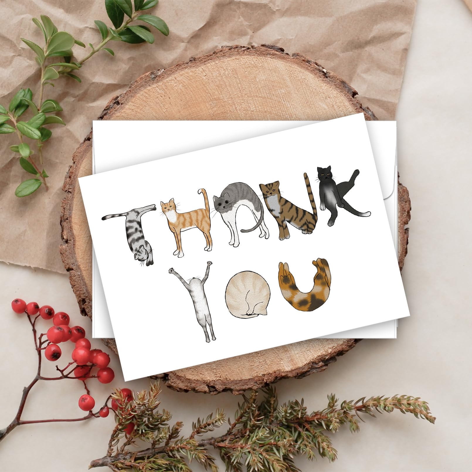 Cat Thank You Cards (6 Packs), Alphabet Thank You Cards for Cat Lovers