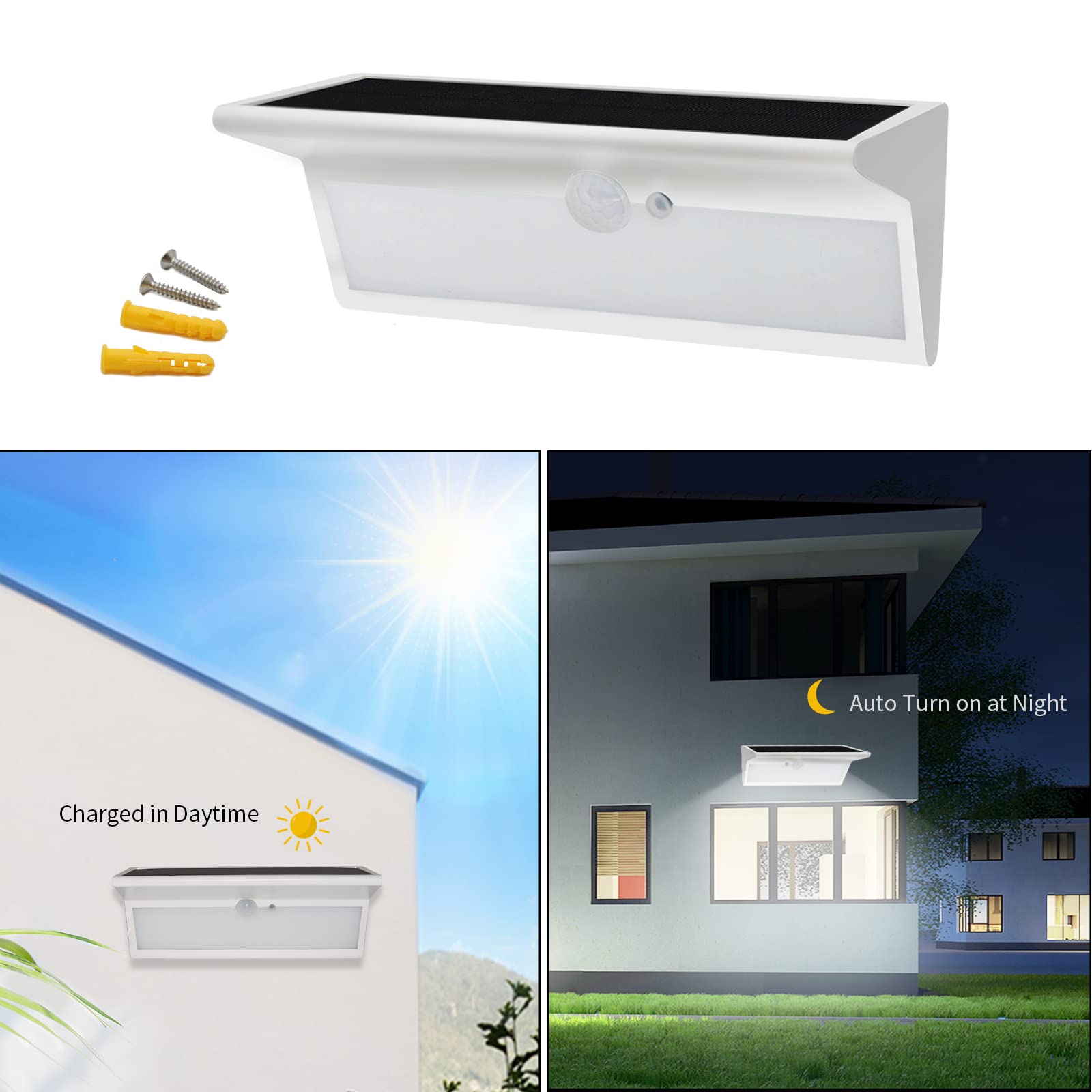 MHAZDZE Solar Lights Outdoor, 800LM 3000mAh Solar Motion Sensor Lights, 4 Modes 46LED Solar Motion Lights Outdoor with IP65 Waterproof for Garden Deck Garage
