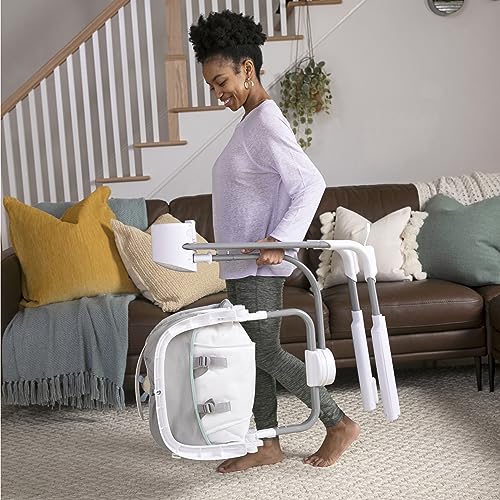 Ingenuity Anyway Sway 5-Speed Multi-Direction Portable Foldable Baby Swing & Infant Seat with Vibrations, Nature Sounds, 0-9 Months 6-20 lbs (Spruce)