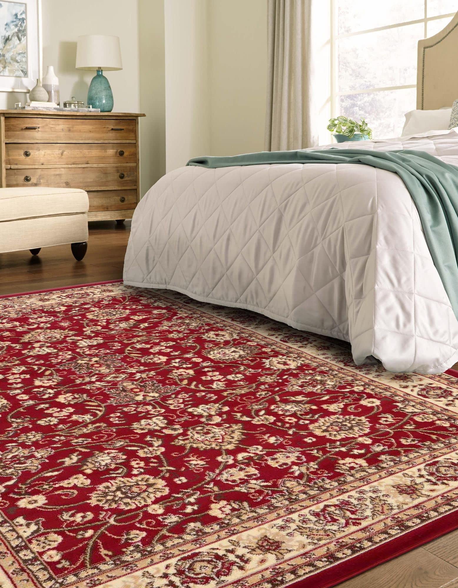 Rugs.com Yasmin Collection Rug β 6' x 9' Burgundy Medium Rug Perfect for Bedrooms, Dining Rooms, Living Rooms
