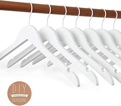 TOPIA HANGER White Wood Bridal Dress Hangers, Premium Wooden Shirt Hangers 10 Pack, 360° White Hook- Smooth Finish- Extra Smoothly Cut Notches (White *10)-CT06W