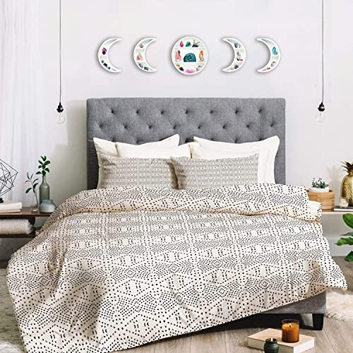 Lmaray 5 Pieces 10" White Moon Phase Shelf Set, Solid Wood, Bed Sofa Wall Decor Storage Rack, Moon Decors Crystal Display Shelf, Boho Shelf Decor Moon Shelf, Crescent Floating Shelves, Witch Gift