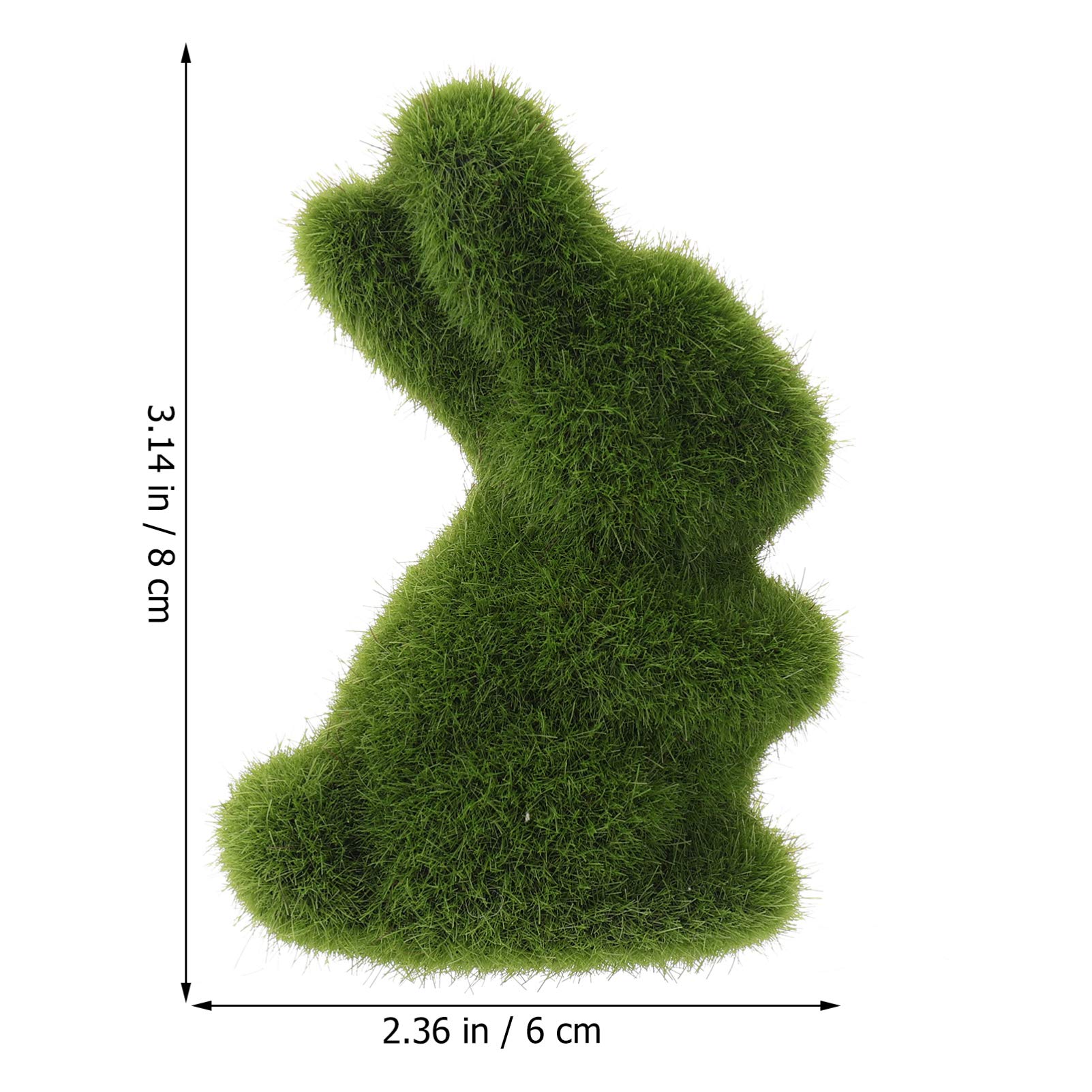 NUOBESTY Easter Moss Bunny Figurine, Green Miniatures Rabbit Garden Decorations Easter Furry Flocked Standing Rabbit Statue Easter Party Favor for Home Office Table Ornament