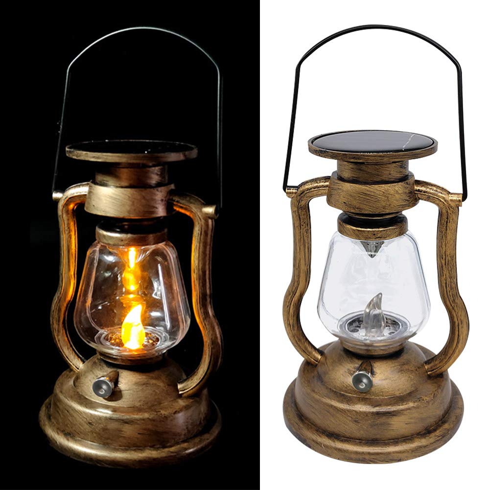 BEYST Solar Hanging Candle Light,Retro Antique LED Oil Lamp Hurricane Miners Lantern for Garden Tree Table Reading Camping(Warm White Light)