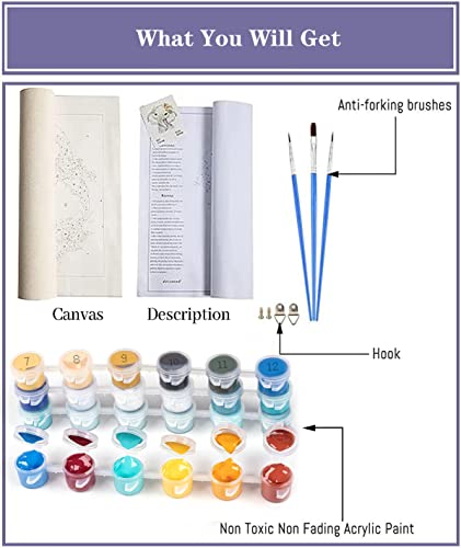 Inspirational Flower Paint by Numbers for Adults Beginner DIY Arts and Crafts Paintwork with Paintbrushes Canvas Oil Painting Wall Decor 16X20 inch