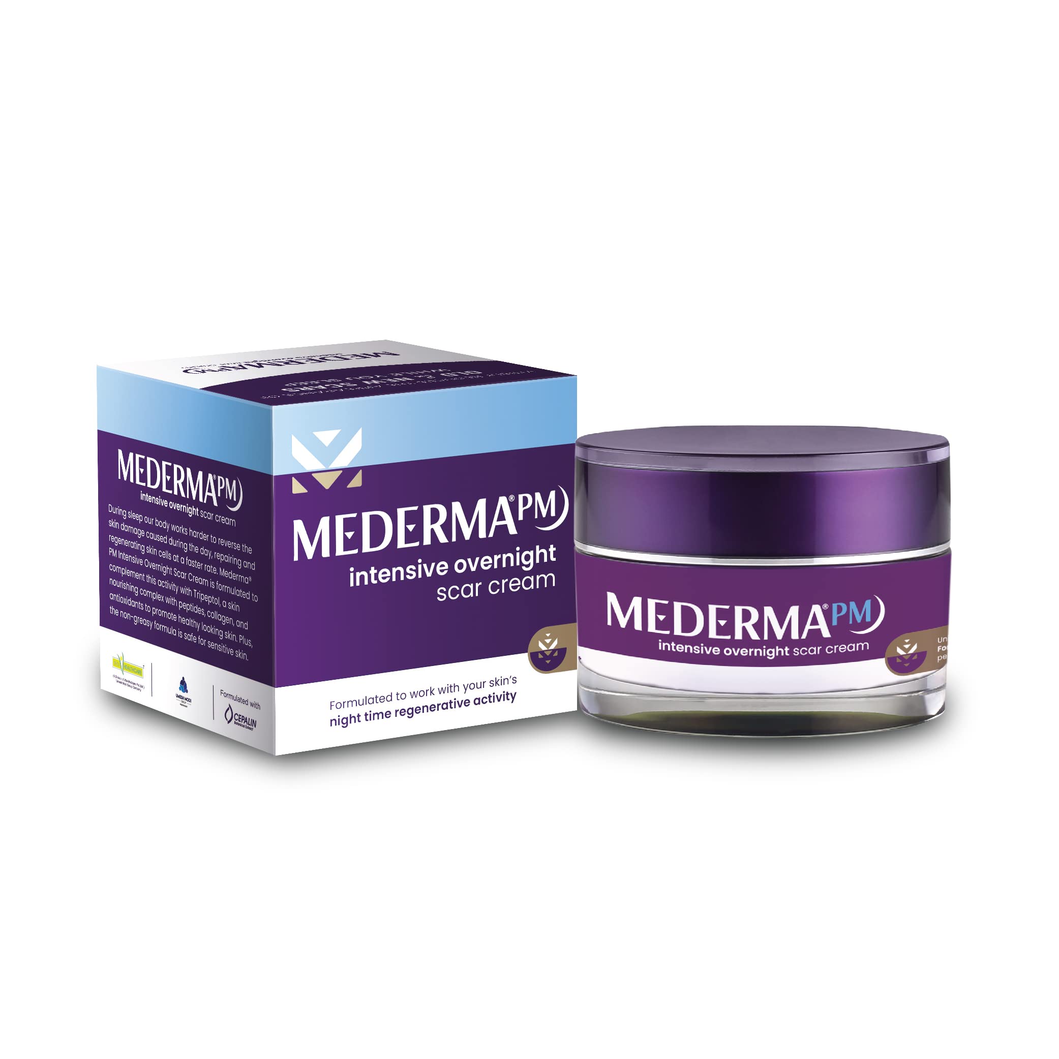 Mederma PM Intensive Overnight Scar Cream - Works with Skin's Nighttime Regenerative Activity - Once-Nightly Application Is Clinically Shown to Make Scars Smaller & Less Visible- 1.7 ounce