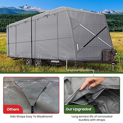 XGear Windproof Upgraded 33' - 35' RV Cover Travel Trailer Cover, Extra-Thick 5 Layers Anti-UV Top, Rip-Stop with 2PCS Extra Straps