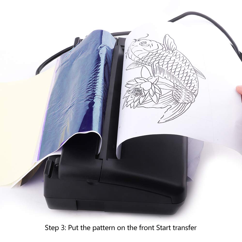 Tattoo Transfer Stencil Printer Machine with 10 Thermal Tattoo Kit Copier Printer Tattoo Transfer Stencil Paper Tattoo Stencil Printer Machine for Tattoos Supply