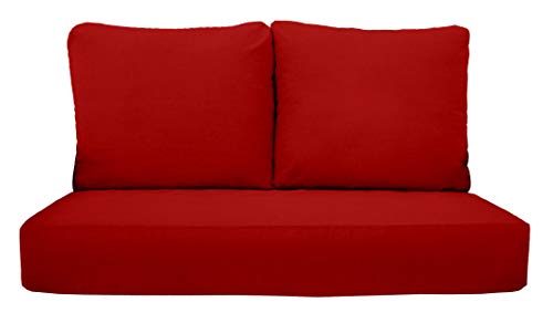 RSH Décor Indoor Outdoor Deep Seating Loveseat Cushion Set, 1-46” x 26” x 5” Seat and 2-25” x 21” Backs, Choose Color (Red)