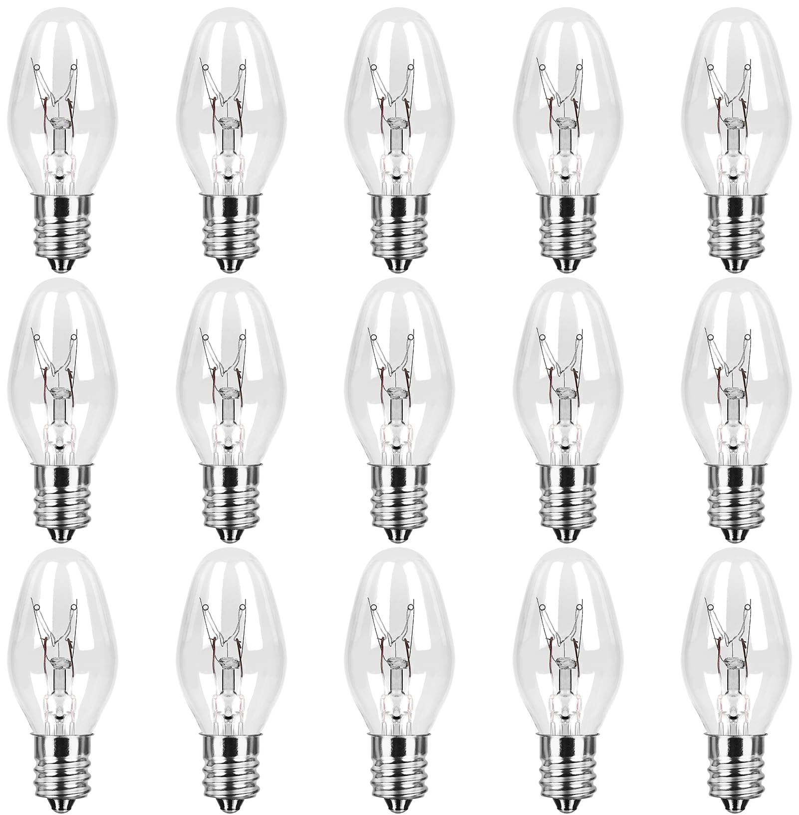COLWATT 15-Pack Salt Lamp Bulbs, 15 Watt Light Bulb for Himalayan Salt Lamp Baskets, 120V C7 Small Night Light Bulbs, 2200K Warm White, Dimmable
