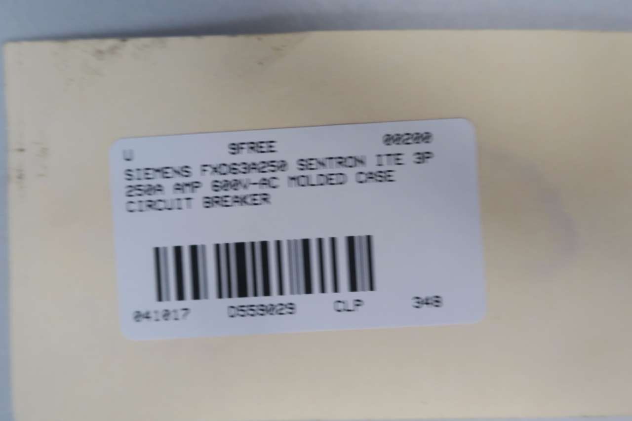 SIEMENS FXD63A250 SENTRON ITE 3P 250A AMP 600V-AC CIRCUIT BREAKER D559029