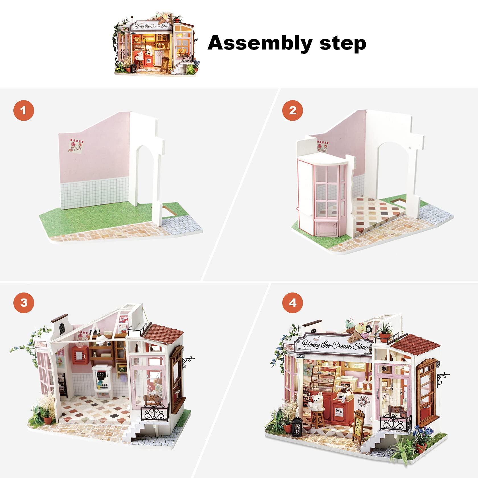 Rolife DIY Miniature Dollhouse Kit for Adults to Build Tiny House Model Gift for Family and Friends (Ice Cream Store)