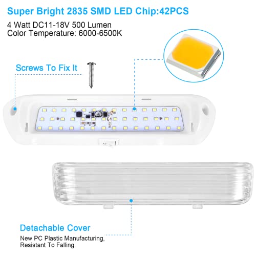 BlueFire Upgraded Super Bright 12V LED RV Porch Lights RV Exterior Lights Porch Utility Light RV Lights with Switch, Clear and Amber Removable Lens for RV, Trailer, Camper (2 Pack) (Warm White - 2PCS)