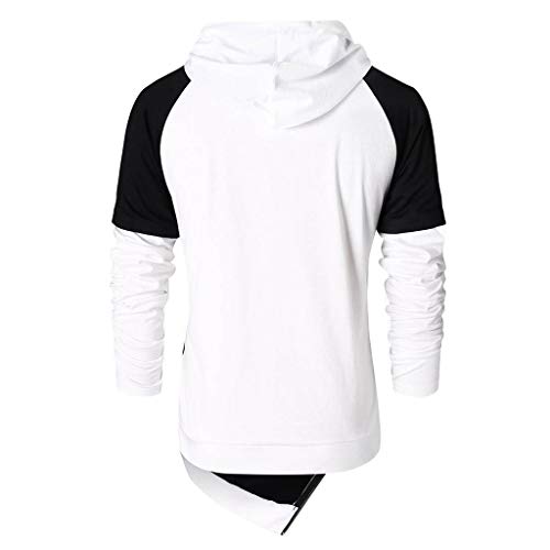 Hoodies for Men Thenlian Man Autumn Spring Patchwork Long Sleeve Hoodies Sweatshirt Blouse Shirt(Black, XL)