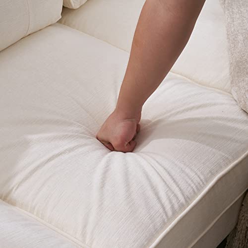 POULEII Sectional Sofa,Modern L-Shape Modular Sectional Sofa Sleeper Couch with Chenille Fabric and Gold-Plated Feet for Living Room, Apartment, Office,Creamy-White
