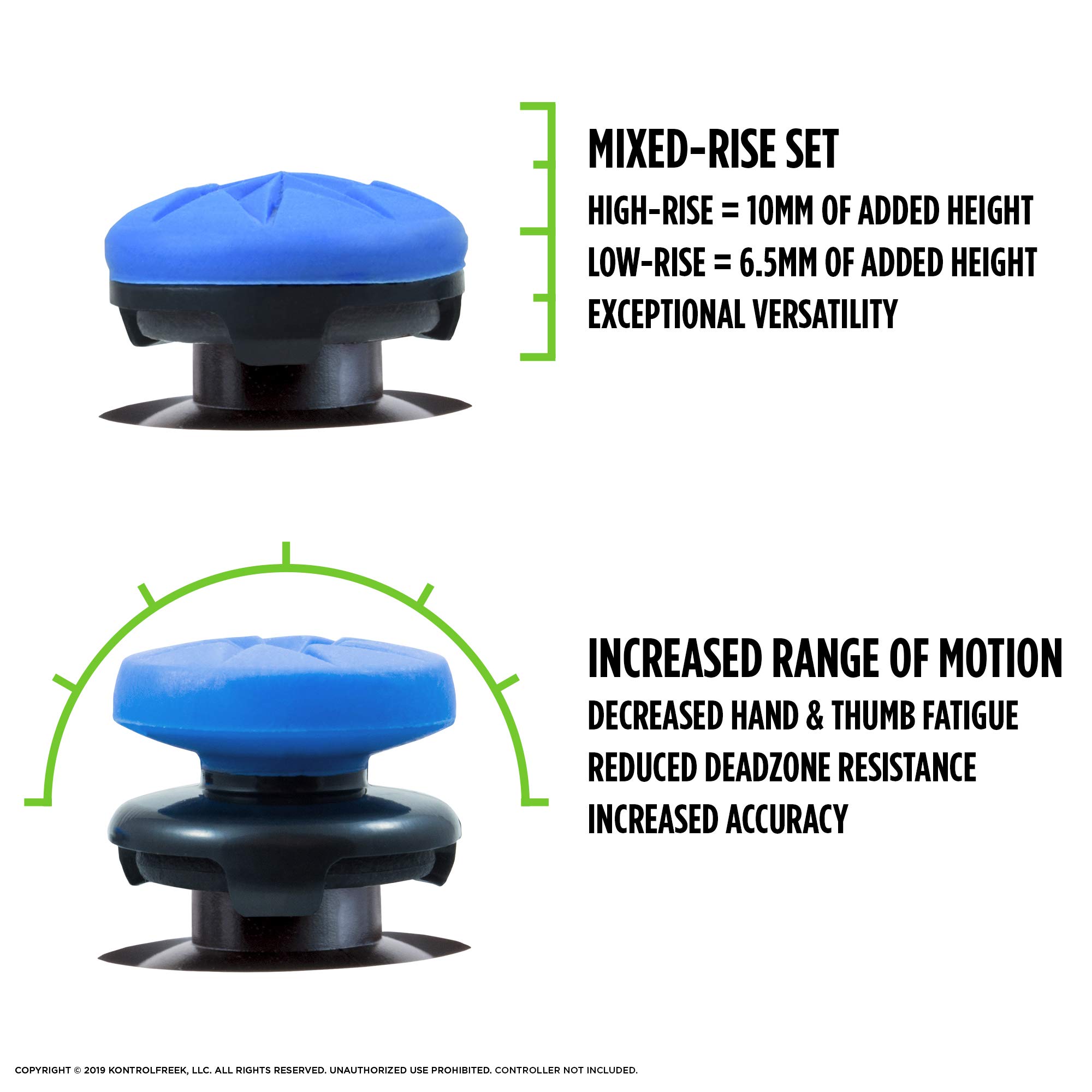 KontrolFreek FPS Freek Edge for PlayStation 4 (PS4) and PlayStation 5 (PS5) | Performance Thumbsticks | 1 High-Rise Convex, 1 Low-Rise Convex | Blue