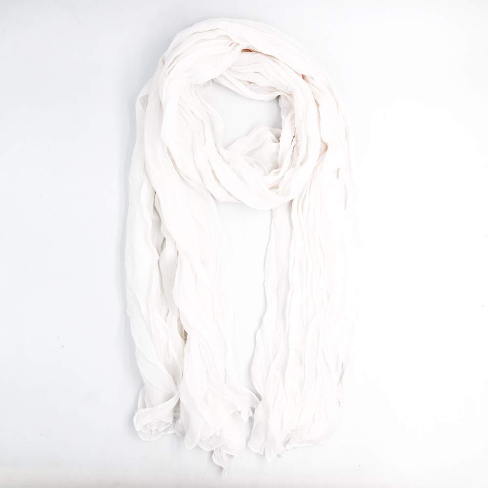 Beauty Town Head Wrap Scarf Neckerchief Crinkle Stretch Large Headband Turban Hair Tie (White)