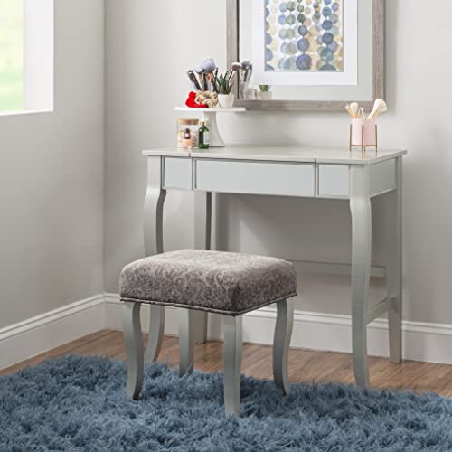 Linon Silver Harper Vanity Set, 32" W x 18" D x 46.75" H