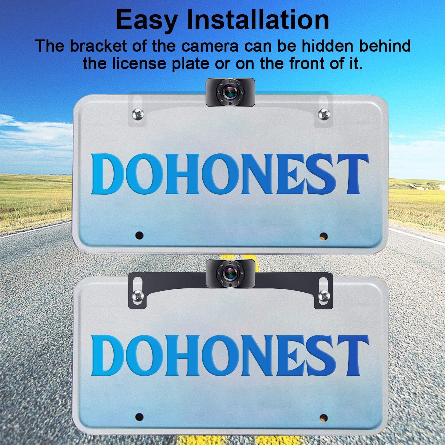 Backup Camera for Car HD with 7 Auto LED Night Vision Hitch Rear View Camera or Switches for Front Camera with RCA Connector for Truck,SUV,Car, Pickup,RV IP69K Waterproof 150˚ View Angle DoHonest P29