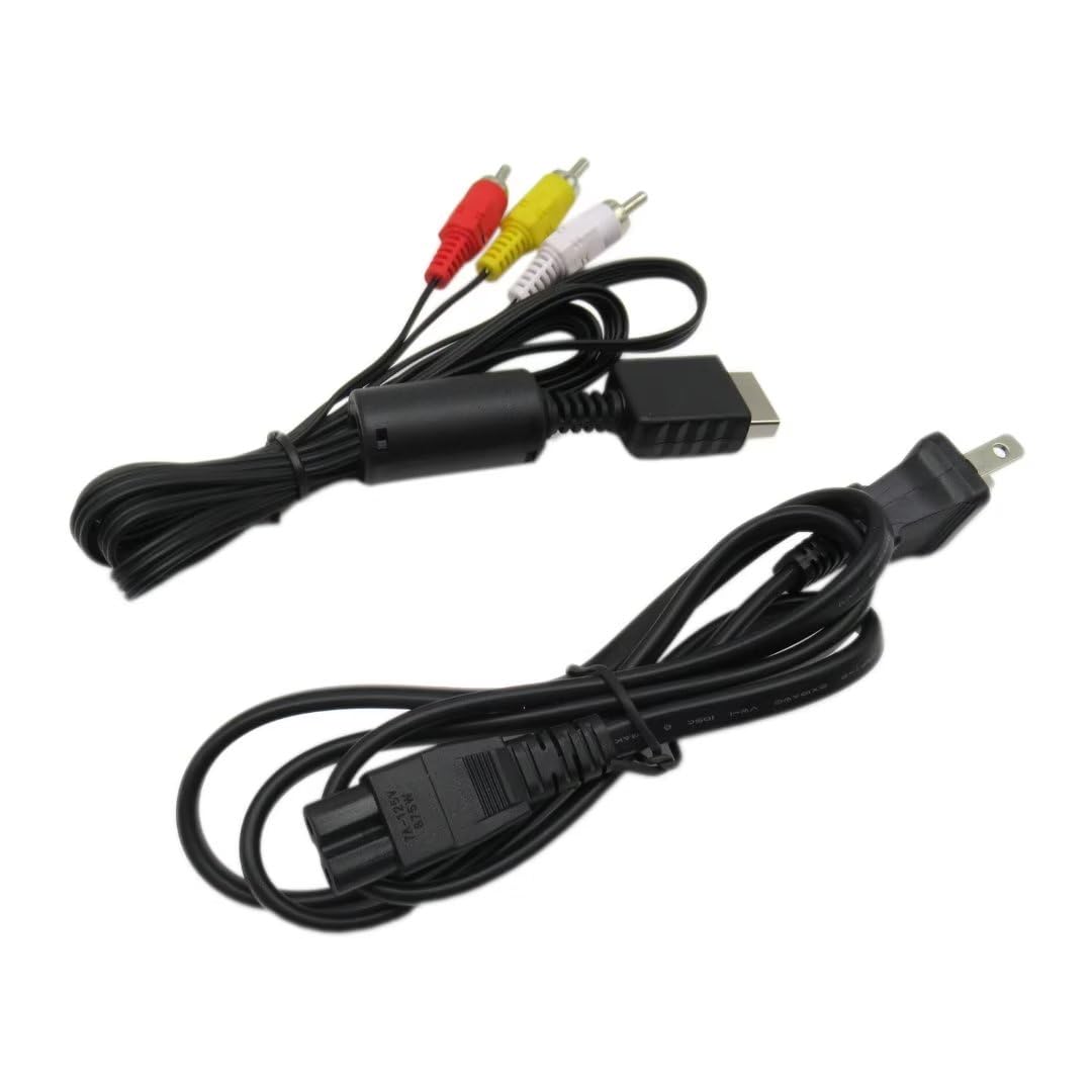 Hookup Connection Kit Regular Power Cord AV Cable For Sony Playstation 1 2 3 PS1 PS2 PS3 PSX Original FAT Gaming Systems Console Bundle Set Accessory