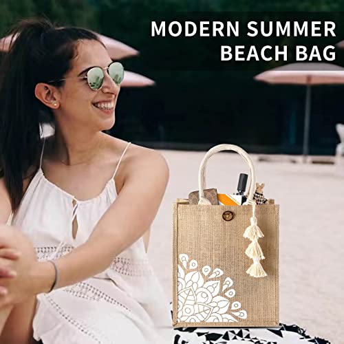 itgowisa Small Tote Bag for Women, Waterproof Beach Bag, Foldable Book Tote, Cute Reusable Grocery Bag, Gifts Basket for Her