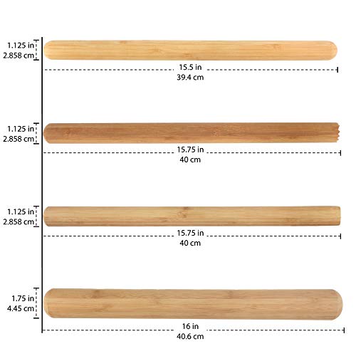 Bamboo French Style Rolling Pin - 15.5-in. x 1.125 in. - 3 Pcs