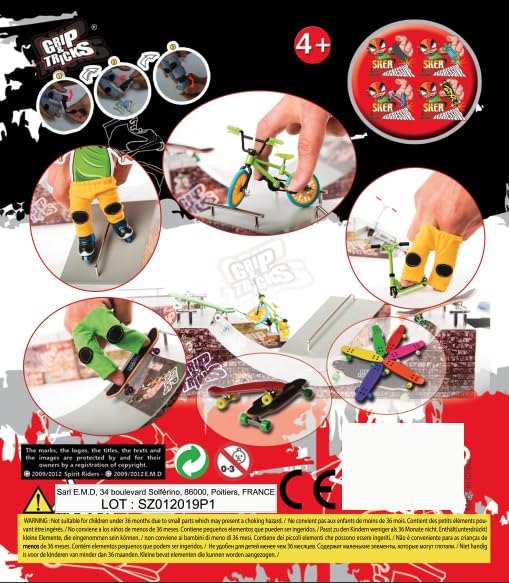 Grip and Tricks - 3 Finger Skates with Pro Fingerboard Tools and Toy Skateboards Accessories - Finger Skate Pack 3 - Finger Toy for Kids 6+ Years Old