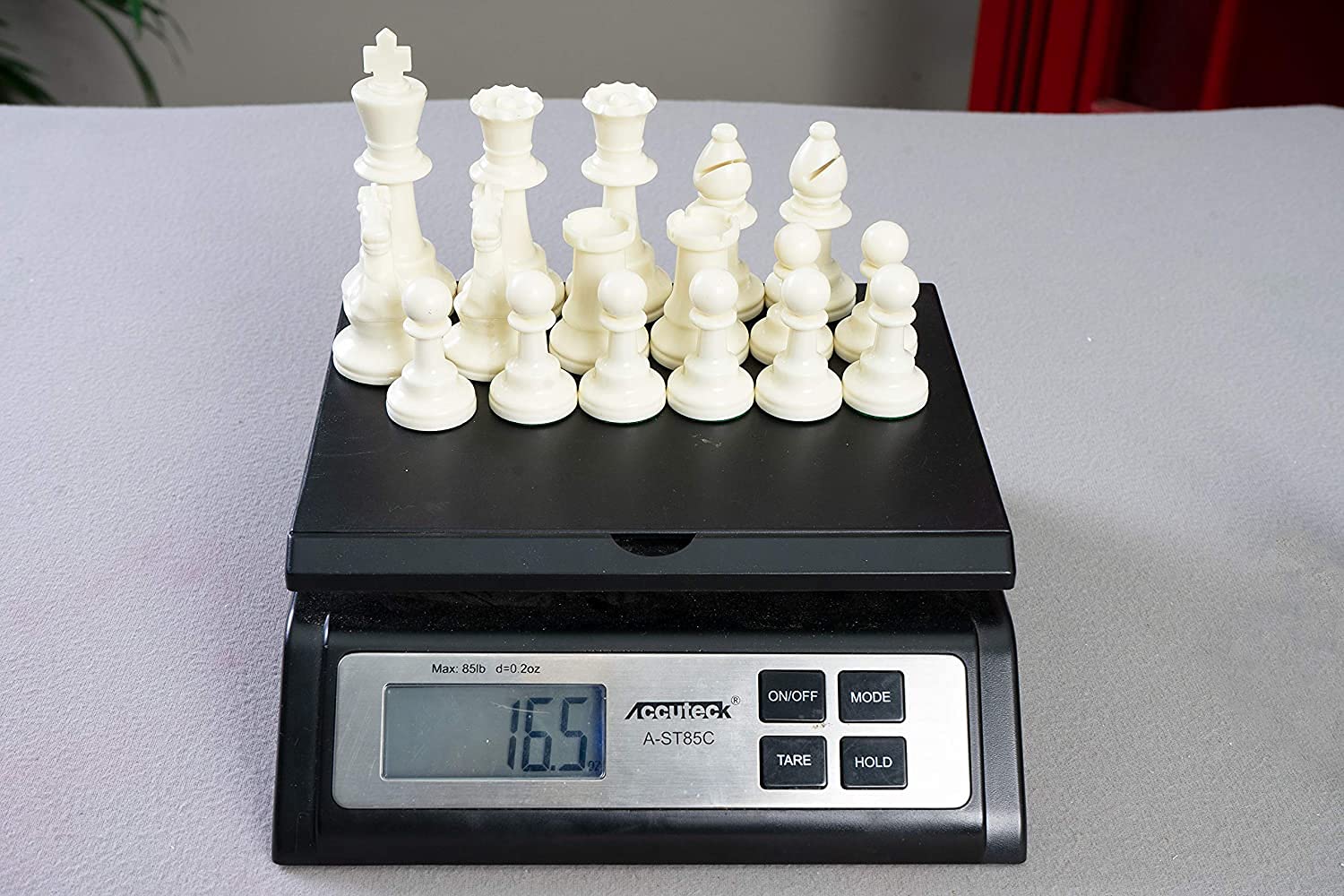 US Chess Federation's Triple Weighted Tournament Staunton Black and White Plastic Chess Pieces - 3.75" King