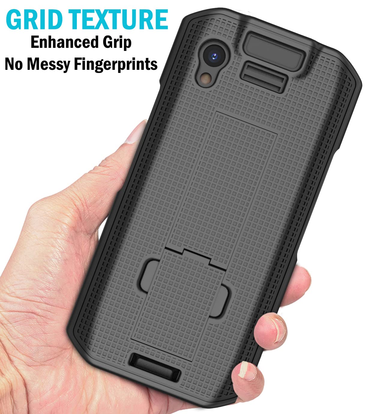 Case with Stand for Zebra TC21 TC26 Mobile Computer Scanner, Nakedcellphone Textured Slim Hard Shell Protector Cover with Kickstand - Black