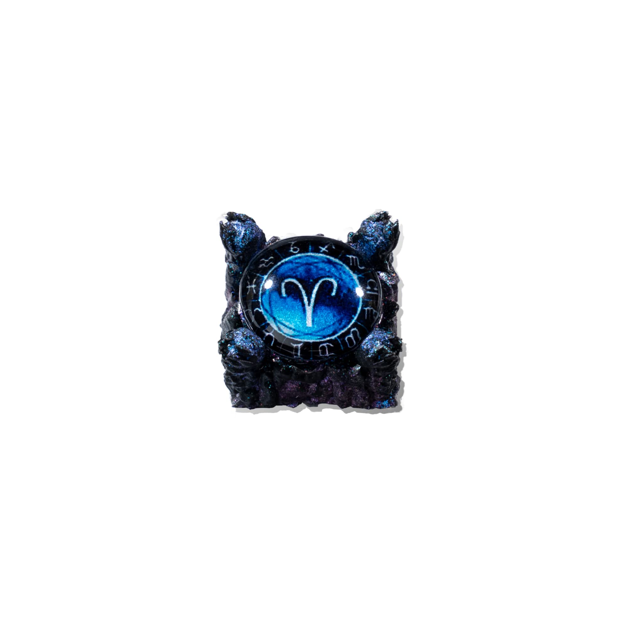 OceanKey Artisan Keycaps for DIY Replacement and Gaming, Handmade Resin Keycaps Blue Aries, Resin Keycaps for Switch Gaming, Cherry MX Mechanical Keyboards (Blue)