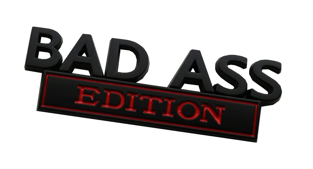 Bad Ass Edition Emblem 3D Metal Badass Badge Sticker Decal with 3M Tape Replacement for Cars, Trucks, Motorcycles, Boats & Laptops (Black/Red)