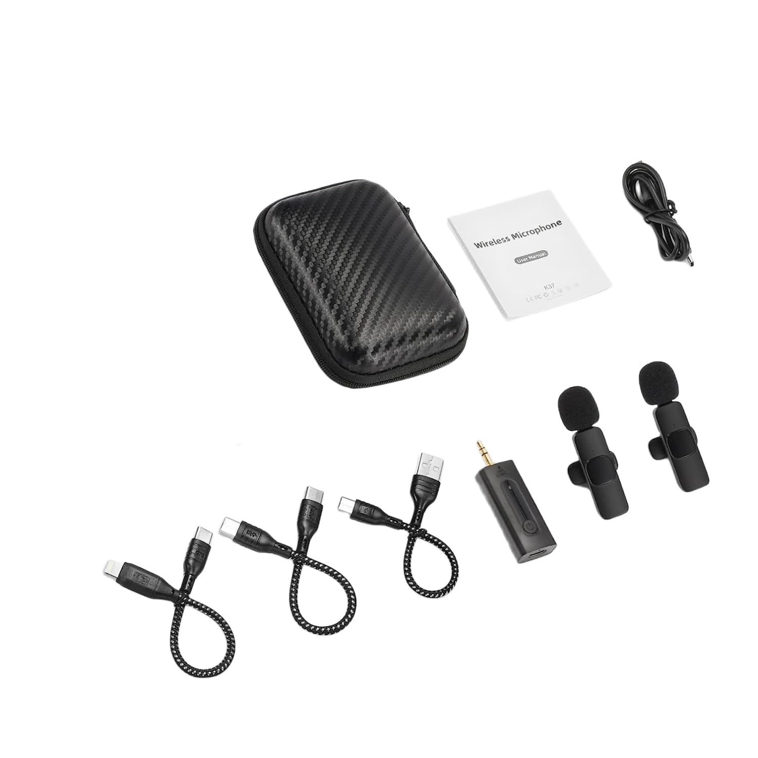 BZXZB Wireless Microphone for iPhone, Android Phone, Camera, Laptop, MacBook, Professional Dual Lavalier Clip on Mic with 3 Cable Adapters for Video Recording, Vlog, Tiktok, YouTube, Meeting