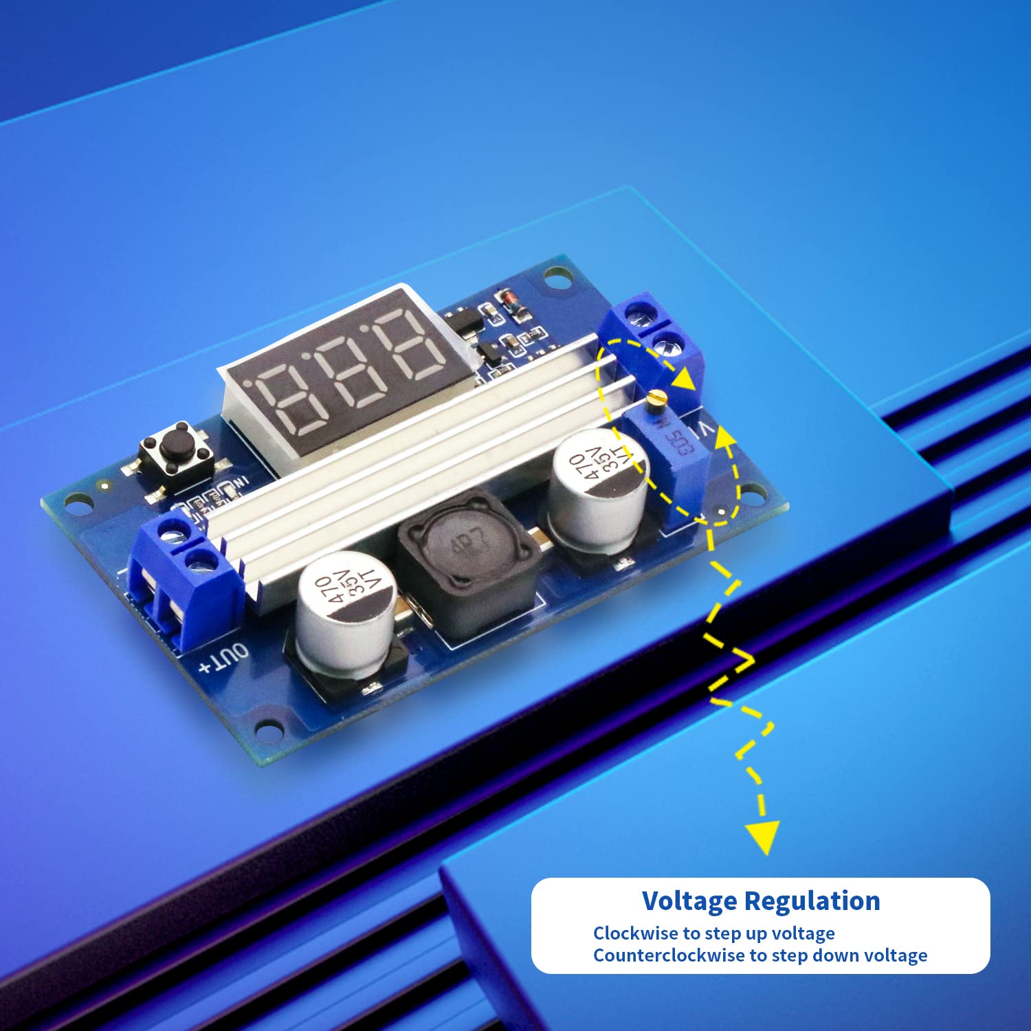 CenryKay DC-DC Adjustable Boost Power Module Board 100W High Power Output 3.5-35V Power Regulator Board with LED Digital Voltage Meter(2PCS)