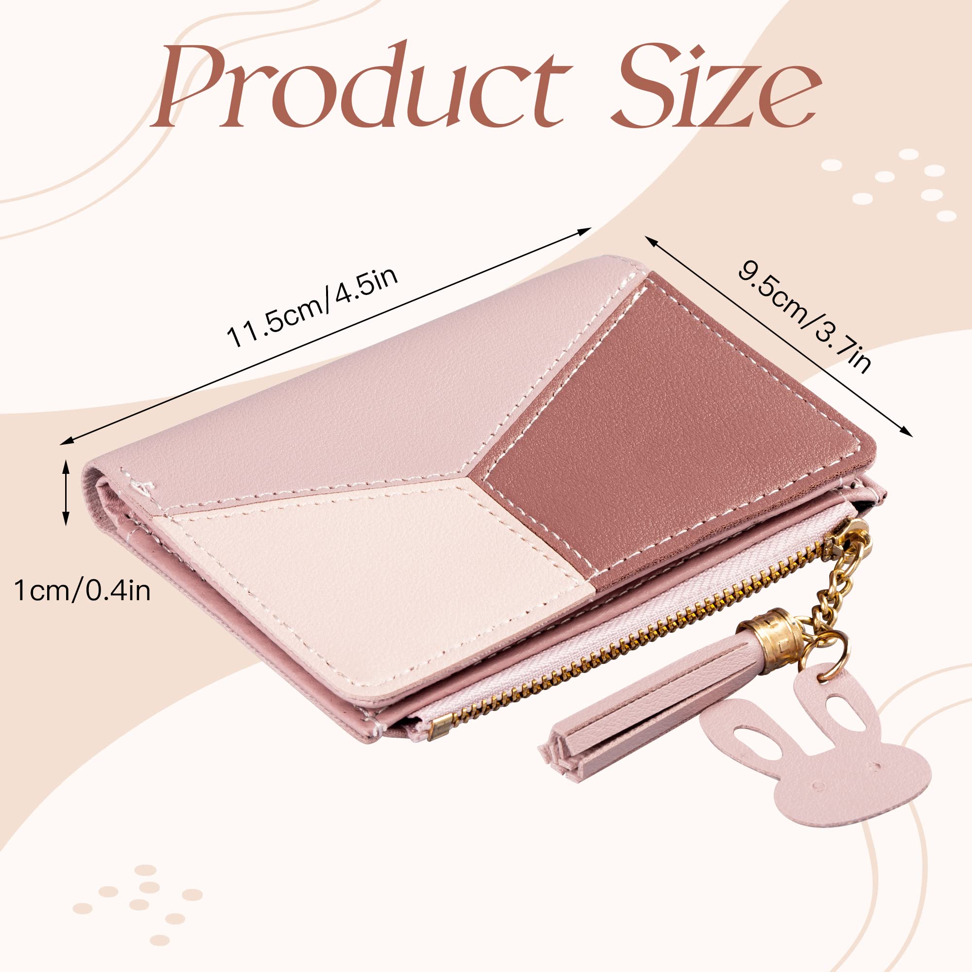 MIPAHI Simple Short Women's Zipper Wallet With Tassels,Leather Large-Capacity Card Holder Coin Purse for Women 4.7 * 3.5 * 0.6 inch