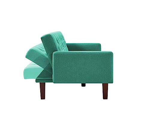 Fiveshow Modern Linen Cushion Convertible Double Folding Living Room Sofa Bed (Eucalyptus Wood Frame),Apartment Living Room Sofa
