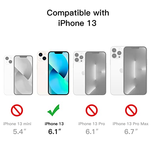 JETech Kickstand Case for iPhone 13, 6.1-Inch, Support Wireless Charging, Slim Shockproof Bumper Phone Cover, 3-Way Metal Stand (Clear)