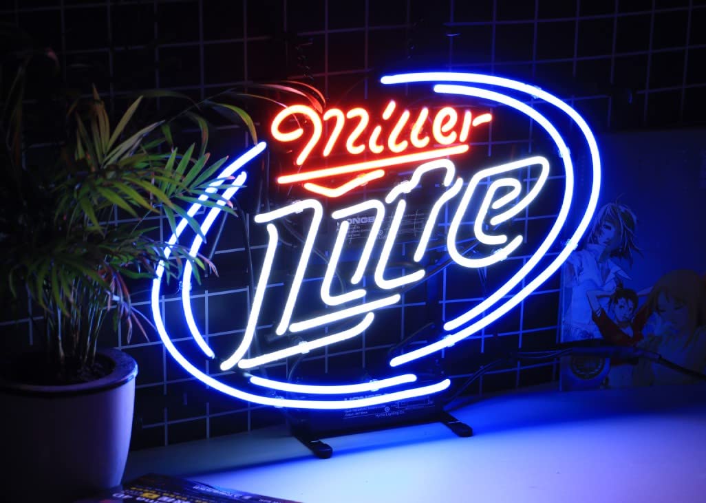 Mirsne Neon Light Signs, 17 Inch Bar Beer Neon Signs, Handmade Glass Neon Signs, Unique Neon Bar Beer Signs for Mancave Bedroom Home Bar. (Multi-Colored 1)