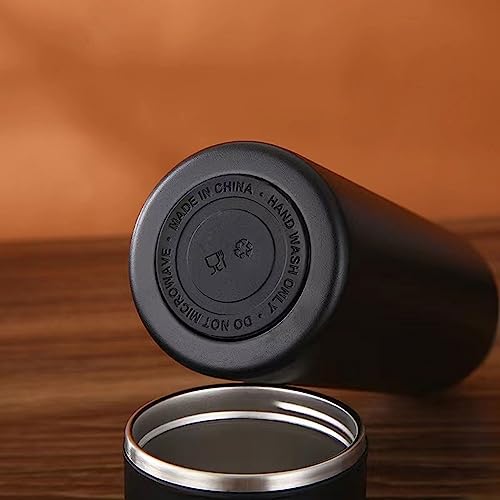 Insulated Water Bottle with Cup Travel Coffee Mug with Handle Stainless Steel Tumblers Thermos for Hot and Cold Drinks Water Flask 17 oz/500ml Black